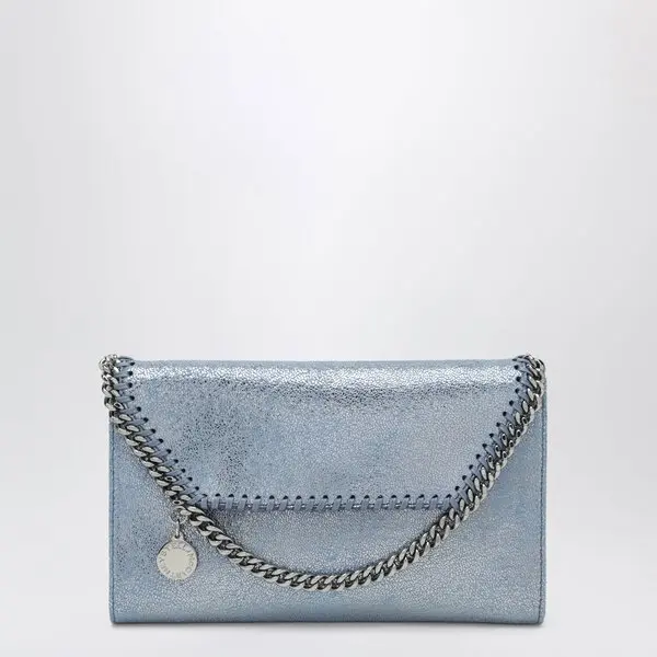 Stella McCartney Falabella Chain Wallet In Metallic Denim