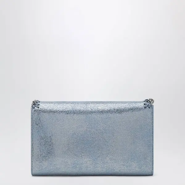 Stella McCartney Falabella Chain Wallet In Metallic Denim