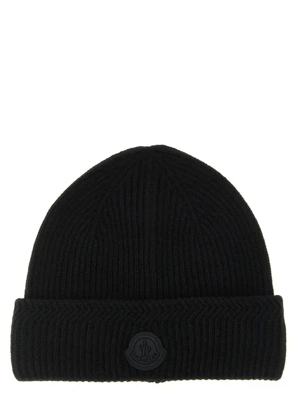 Moncler Brioche Half Stitch Cap - Black