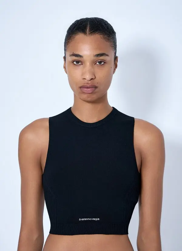 Balenciaga Sleeveless Technical Knit Bra Tank Top