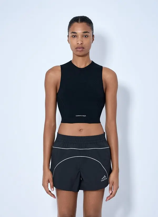 Balenciaga Sleeveless Technical Knit Bra Tank Top - Black