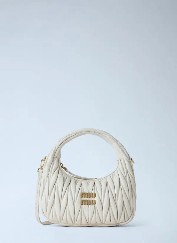 Miu Miu Small Wander Matelassé Hobo Bag - White