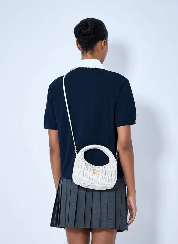Miu Miu Small Wander Matelassé Hobo Bag - White