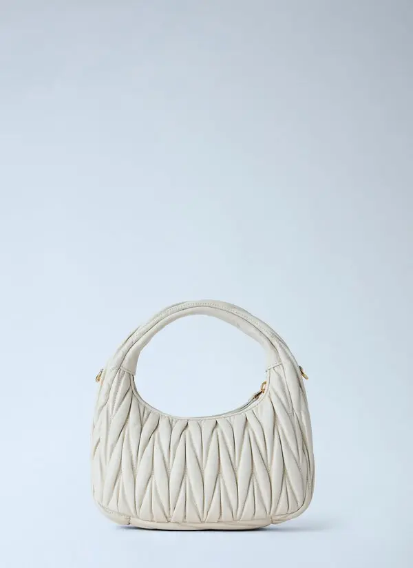 Miu Miu Small Wander Matelassé Hobo Bag - White