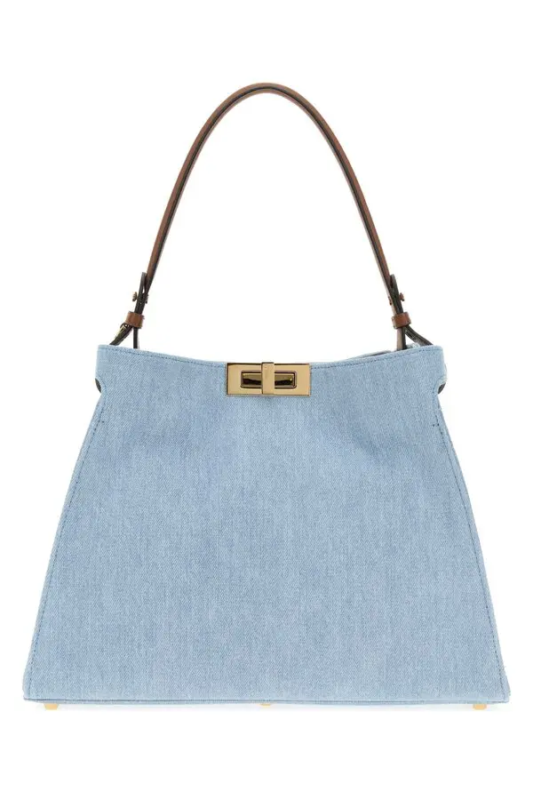 Fendi Denim Medium Way Shopping Bag - Blue