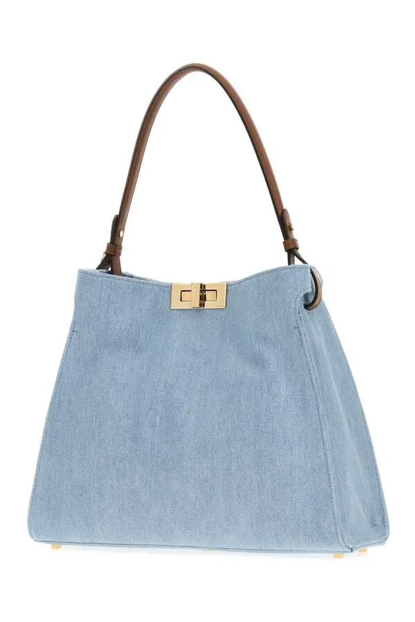 Fendi Denim Medium Way Shopping Bag - Blue
