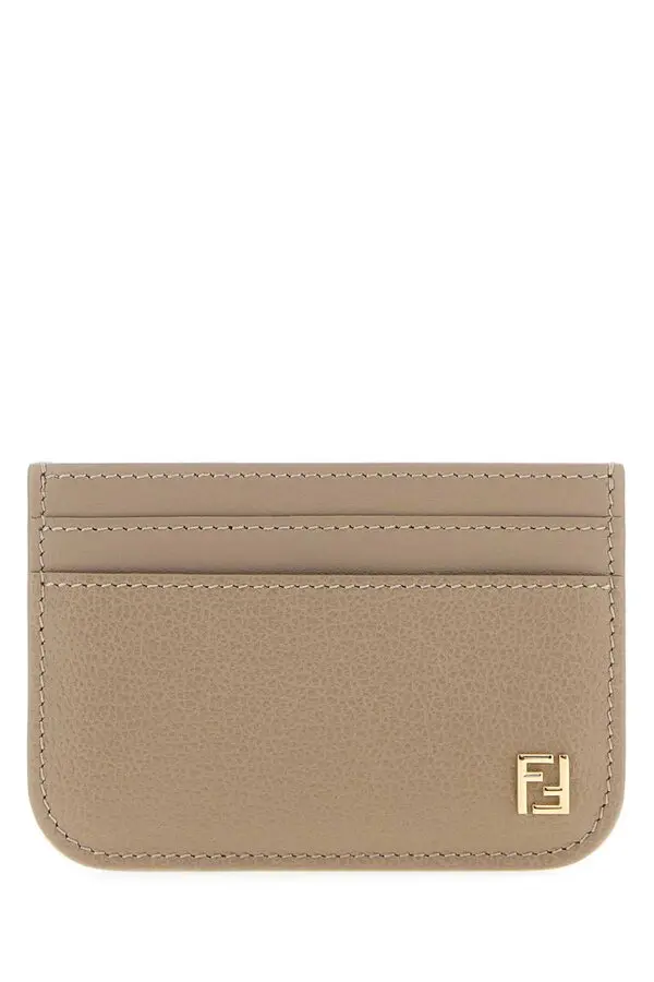 Fendi Dove Grey Leather Ff Card Holder - Gray