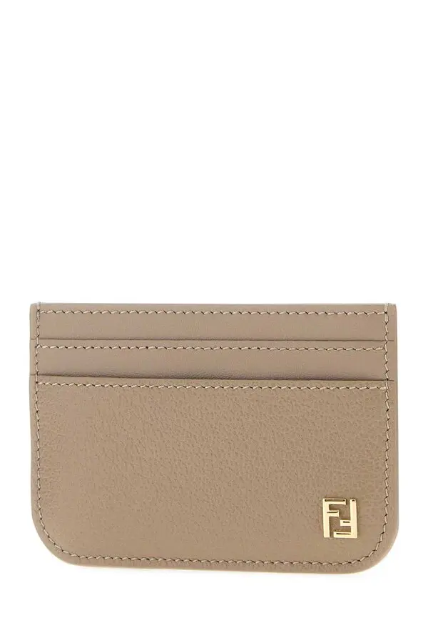 Fendi Dove Grey Leather Ff Card Holder - Gray