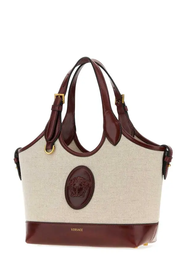 Versace Cappuccino Canvas Riviere Handbag - Brown