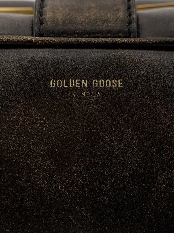 GOLDEN GOOSE Vita Vintage Leather Top Handle Bag - Black