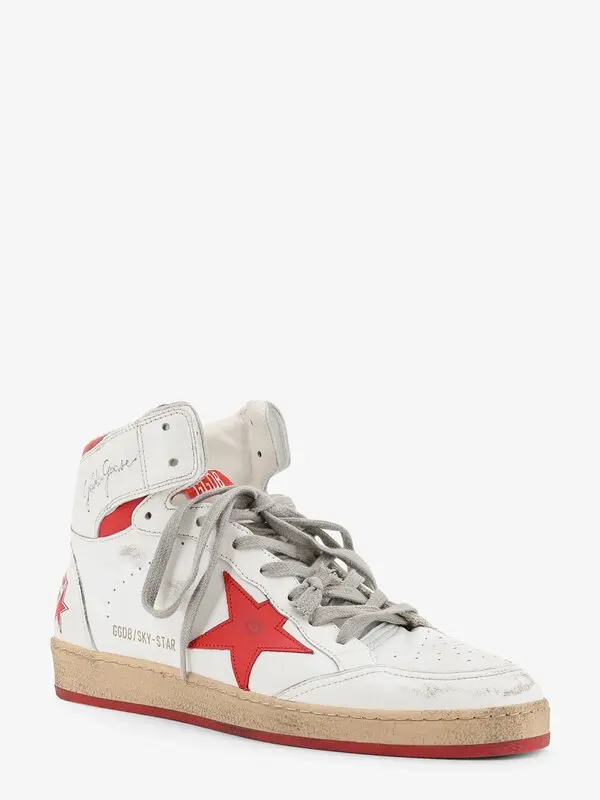 GOLDEN GOOSE High-top Leather Sneakers With Iconic Star Logo - White