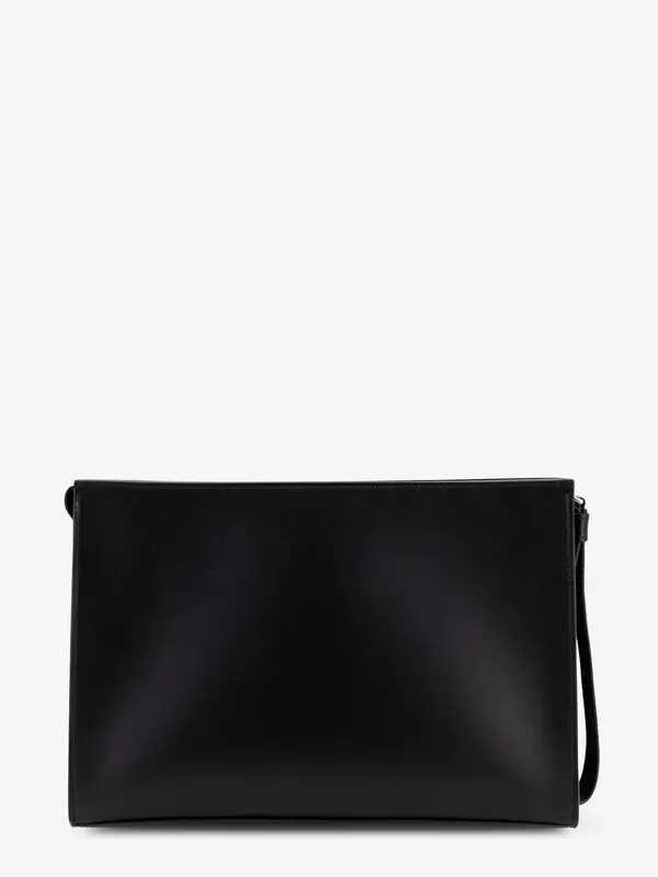 Orciani Leather Clutch Bag With Metal Lettering Logo