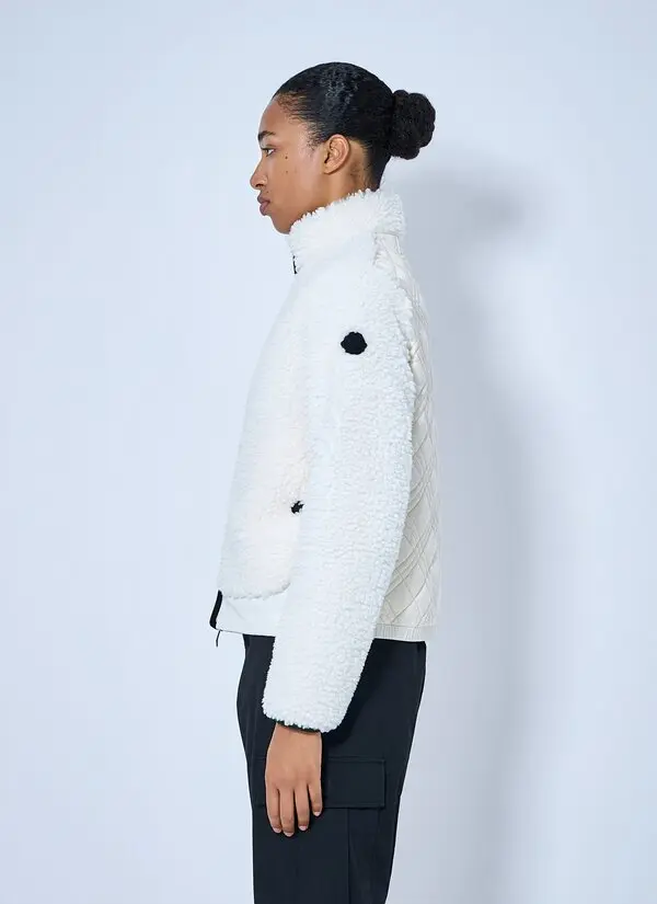 Moncler Shearling Diamond-quilted Padded Cardigan