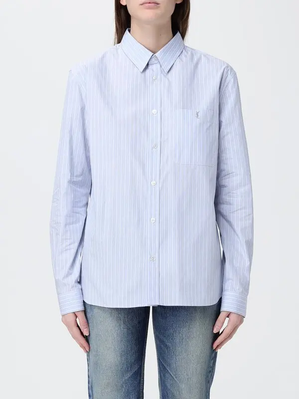Saint Laurent Striped Cotton Shirt - Blue