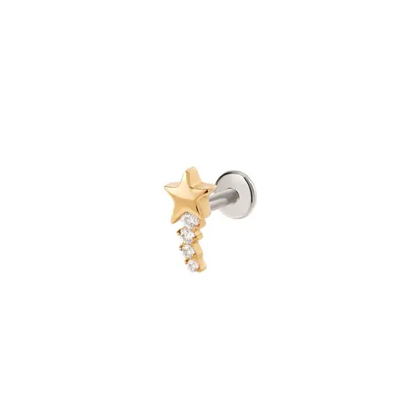 VANCHI Crystal Shooting Star Threadless Flat Back Titanium Earring