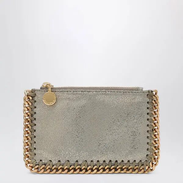 Stella McCartney Falabella Card Holder In Metallic Pyrite - Silver