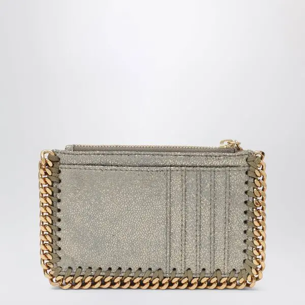 Stella McCartney Falabella Card Holder In Metallic Pyrite - Silver