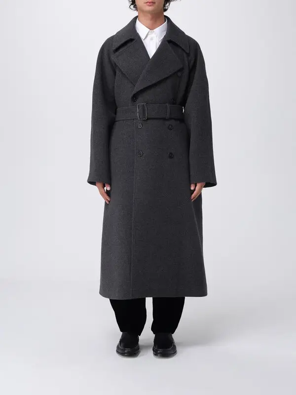 Saint Laurent Double-breasted Belted Coat - Gray