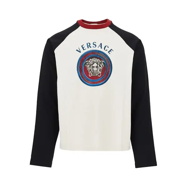 Versace Cotton T-shirt With Edusa Logo Print An