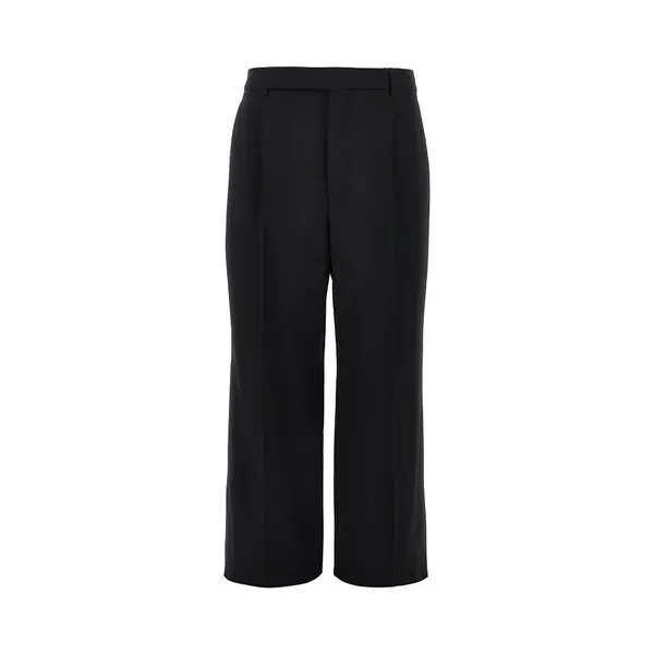 Saint Laurent Wool Grain De Poudre Tailored Wide-leg Trousers