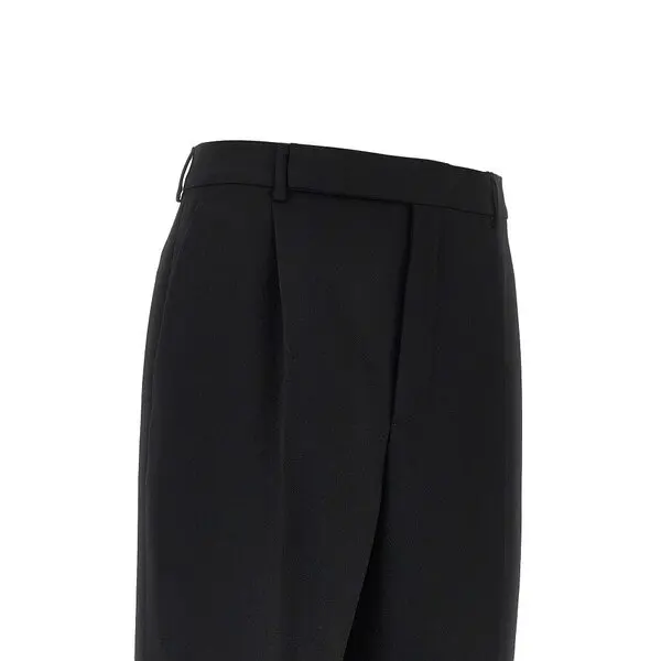 Saint Laurent Wool Grain De Poudre Tailored Wide-leg Trousers