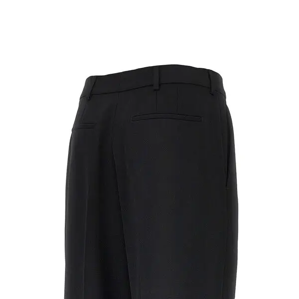 Saint Laurent Wool Grain De Poudre Tailored Wide-leg Trousers
