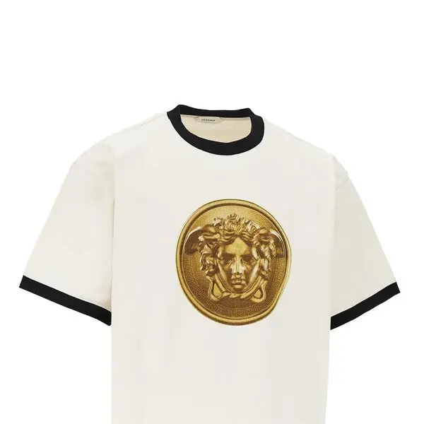 Versace Cotton T-hirt With Medua Coin Print