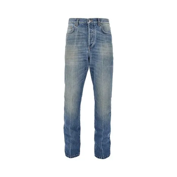 Versace Cotton Denim Jeans With Medusa Detail - Blue