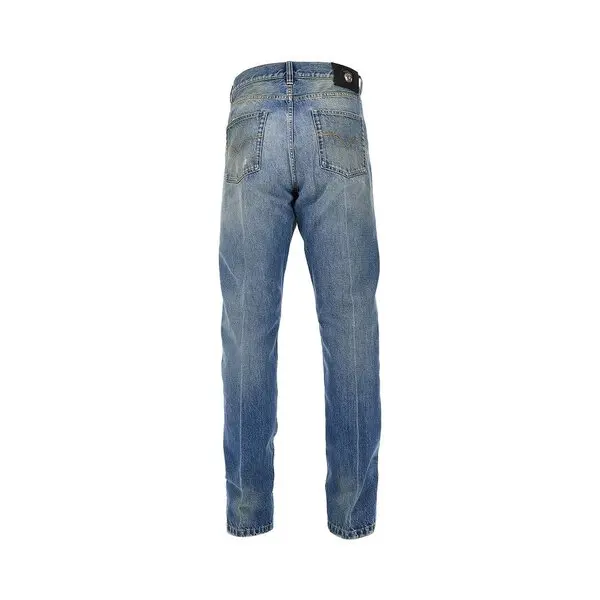 Versace Cotton Denim Jeans With Medusa Detail - Blue