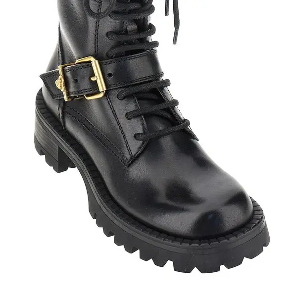 Versace Leather Mid-calf Boots With Medusa Detail