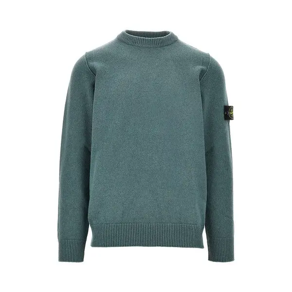 Stone Island Virgin Wool-blend Knit Sweater With Logo Badge