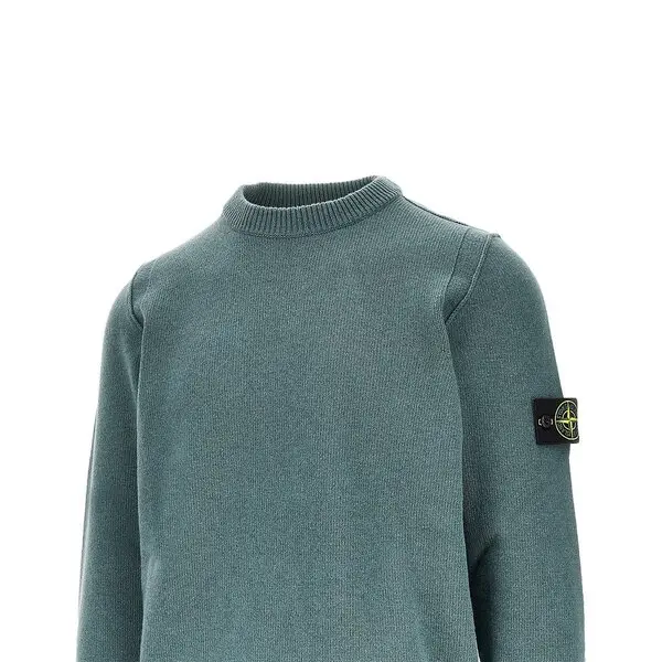 Stone Island Virgin Wool-blend Knit Sweater With Logo Badge