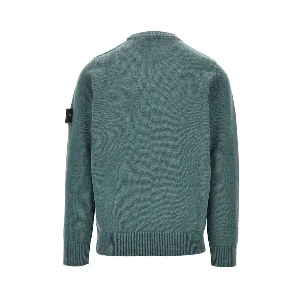 Stone Island Virgin Wool-blend Knit Sweater With Logo Badge