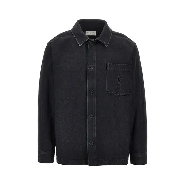 Saint Laurent Denim Overhirt With Caandre Embroidery - Black
