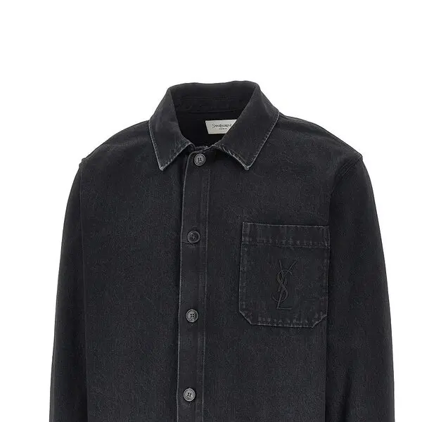Saint Laurent Denim Overhirt With Caandre Embroidery - Black