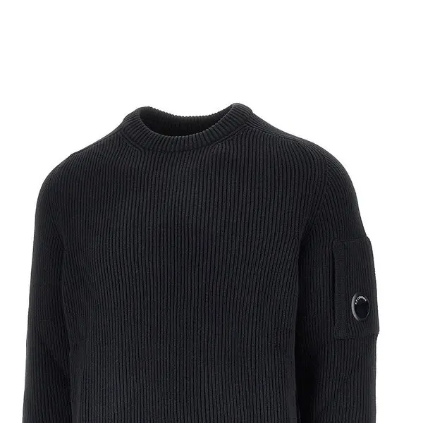 C.P. COMPANY Crewneck Sweater With Zippered Pocket And Nfc Lens - Black