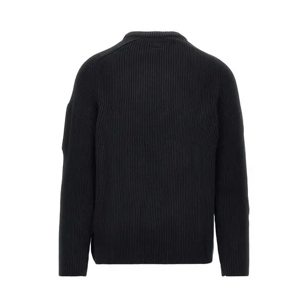 C.P. COMPANY Crewneck Sweater With Zippered Pocket And Nfc Lens - Black