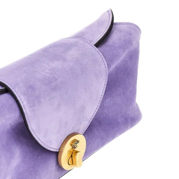 Versace Suede Leather Clutch With Medusa Detail - Purple