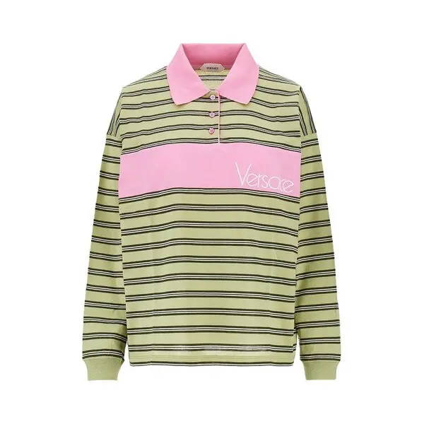 Versace Jersey Polo Shirt With Logo Embroidery