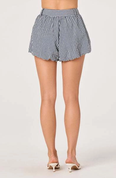 Astr The Label Margeen Gingham Bubble Hem High-rise Shorts
