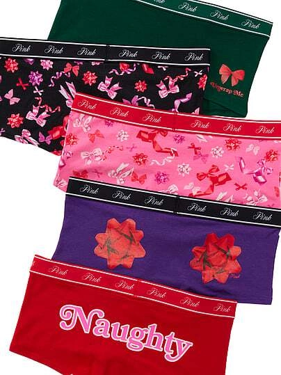 Pink 5-pack Logo Cotton Boyshort Panties - Print