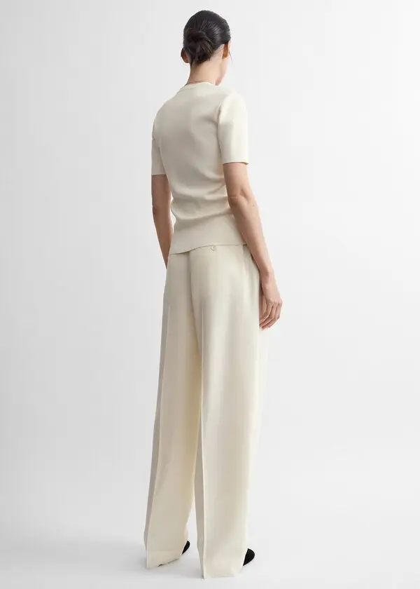 TOTEME High-waisted Wide-leg Trousers With Pressed Creases - Ecru