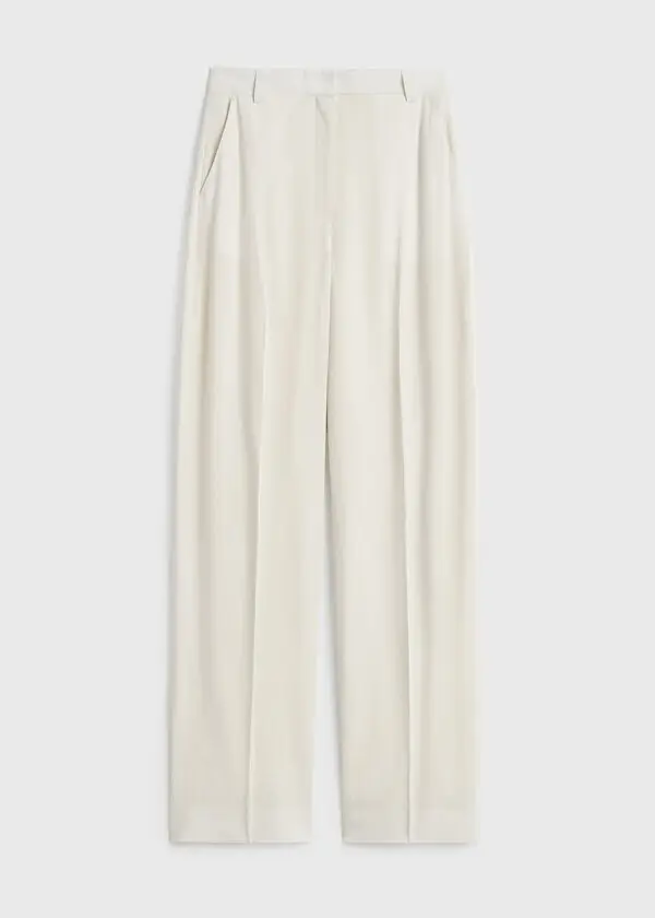 TOTEME High-waisted Wide-leg Trousers With Pressed Creases - Ecru