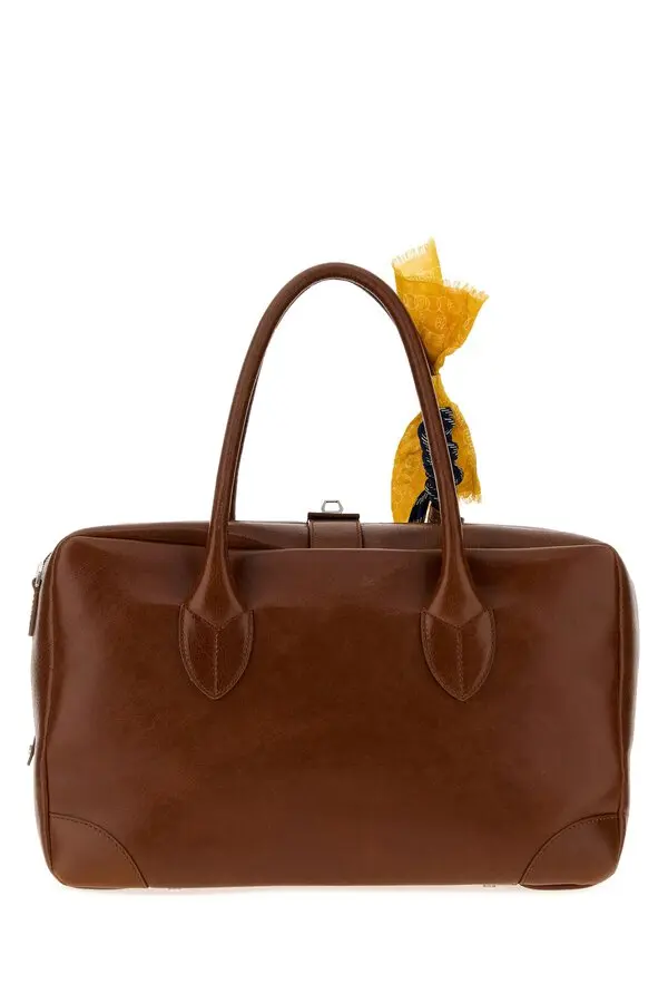 GOLDEN GOOSE Leather Medium Travel Bag With Printed Logo And Patches