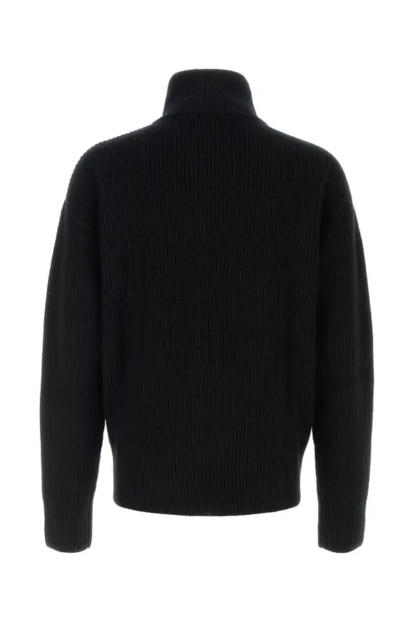 Extreme Cashmere Ribbed Zip-up High Collar Cardigan