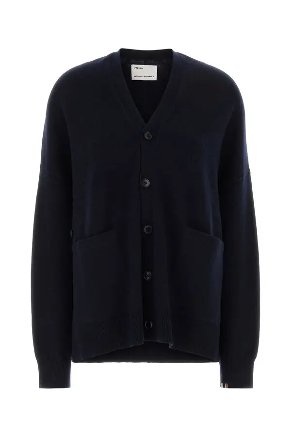 Extreme Cashmere Navy Stretch Cashmere Blend N°24 Oversize Cardigan - Blue