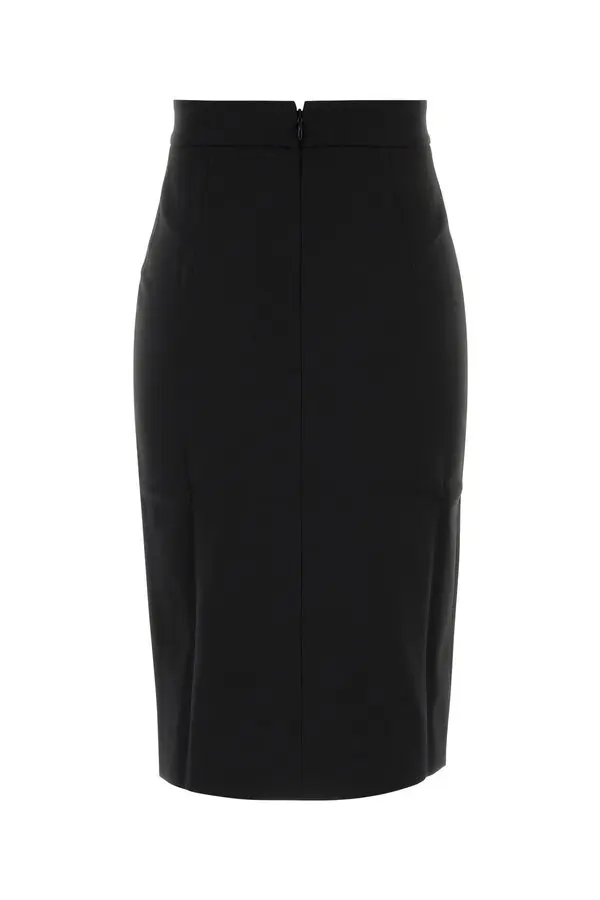 Andamane Stretch Gabardine Skirt With Side Slits