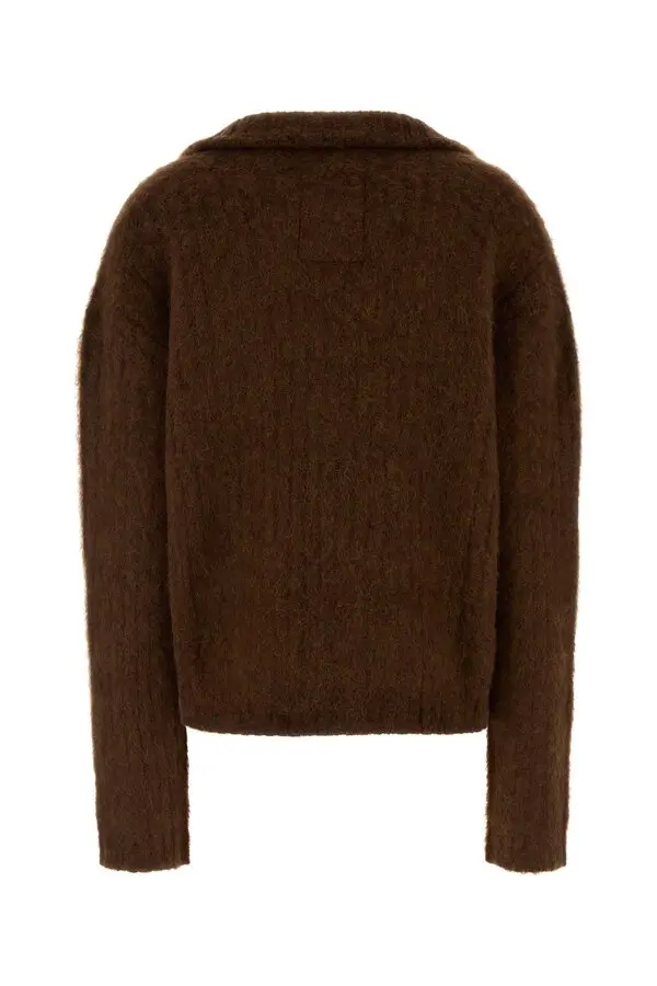 UMA WANG Stretch Alpaca Blend Oversize Polo Shirt - Brown