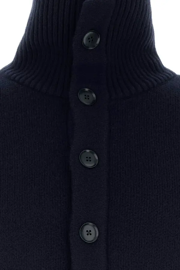 Extreme Cashmere Navy Cashmere High Neck Cardigan