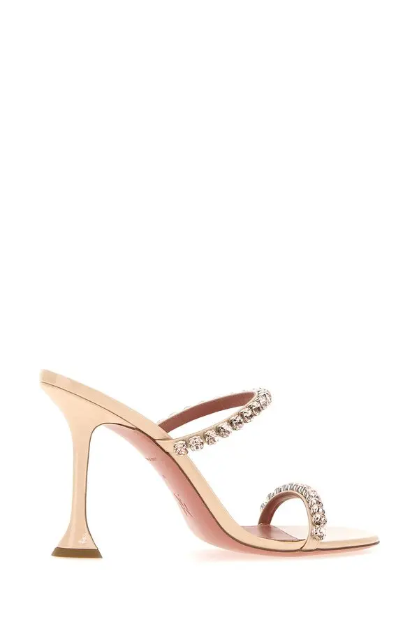 Amina Muaddi Patent Leather Gigi Mules With Rhinestone Embellishments